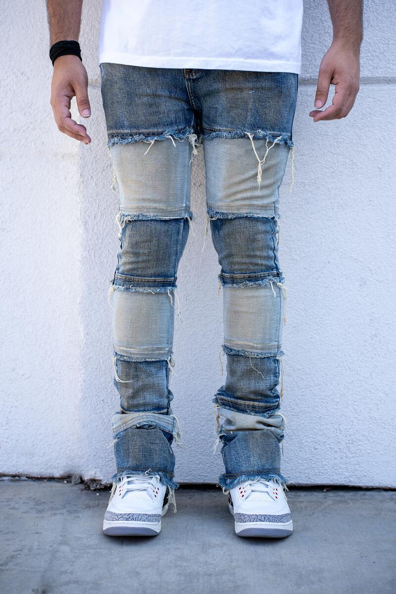 ELBE STACKED PREMIUM DENIM-BLUE WASH – No Limit Clothing Store