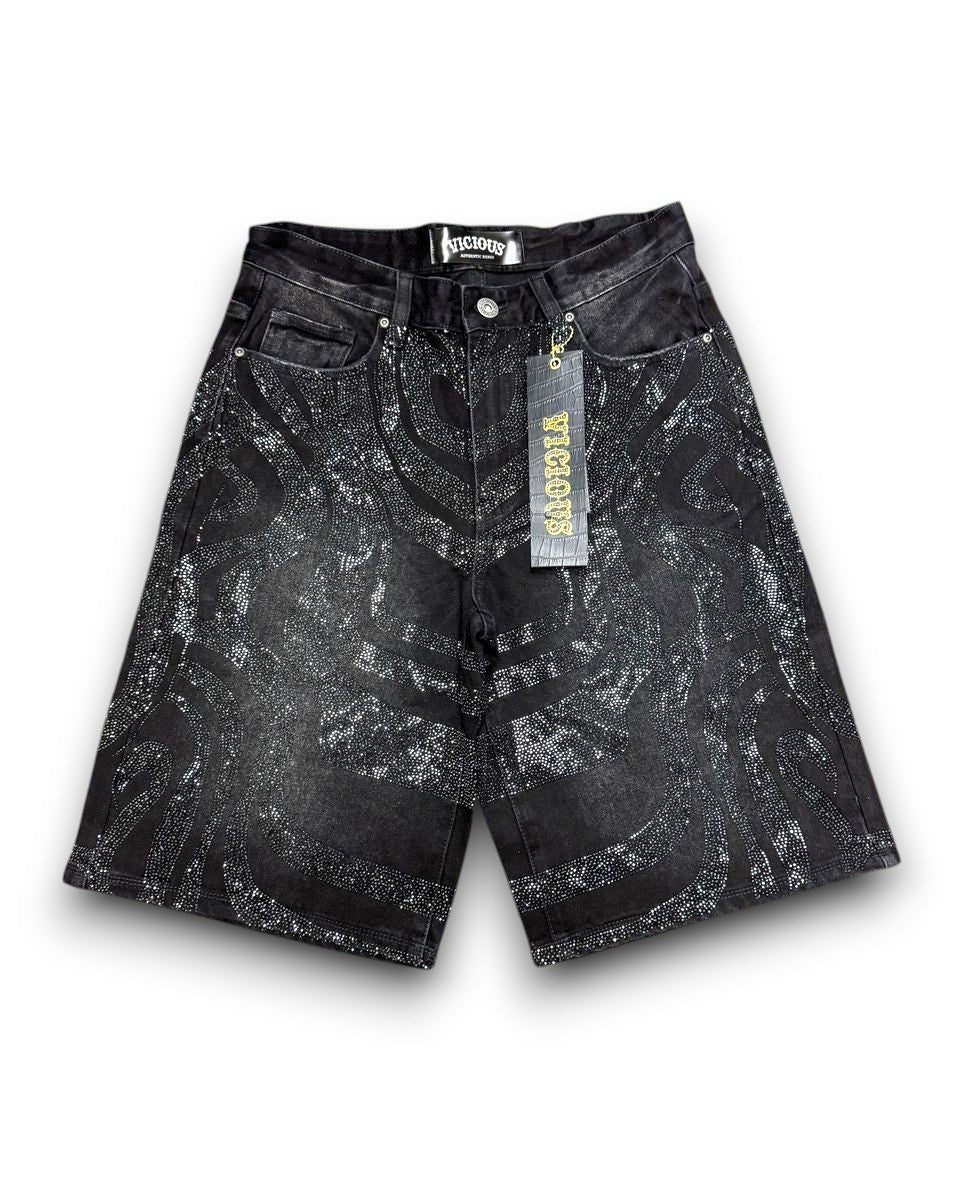 EMBELLIHED SHORT DENIM - VC955 BLACK – No Limit Clothing Store