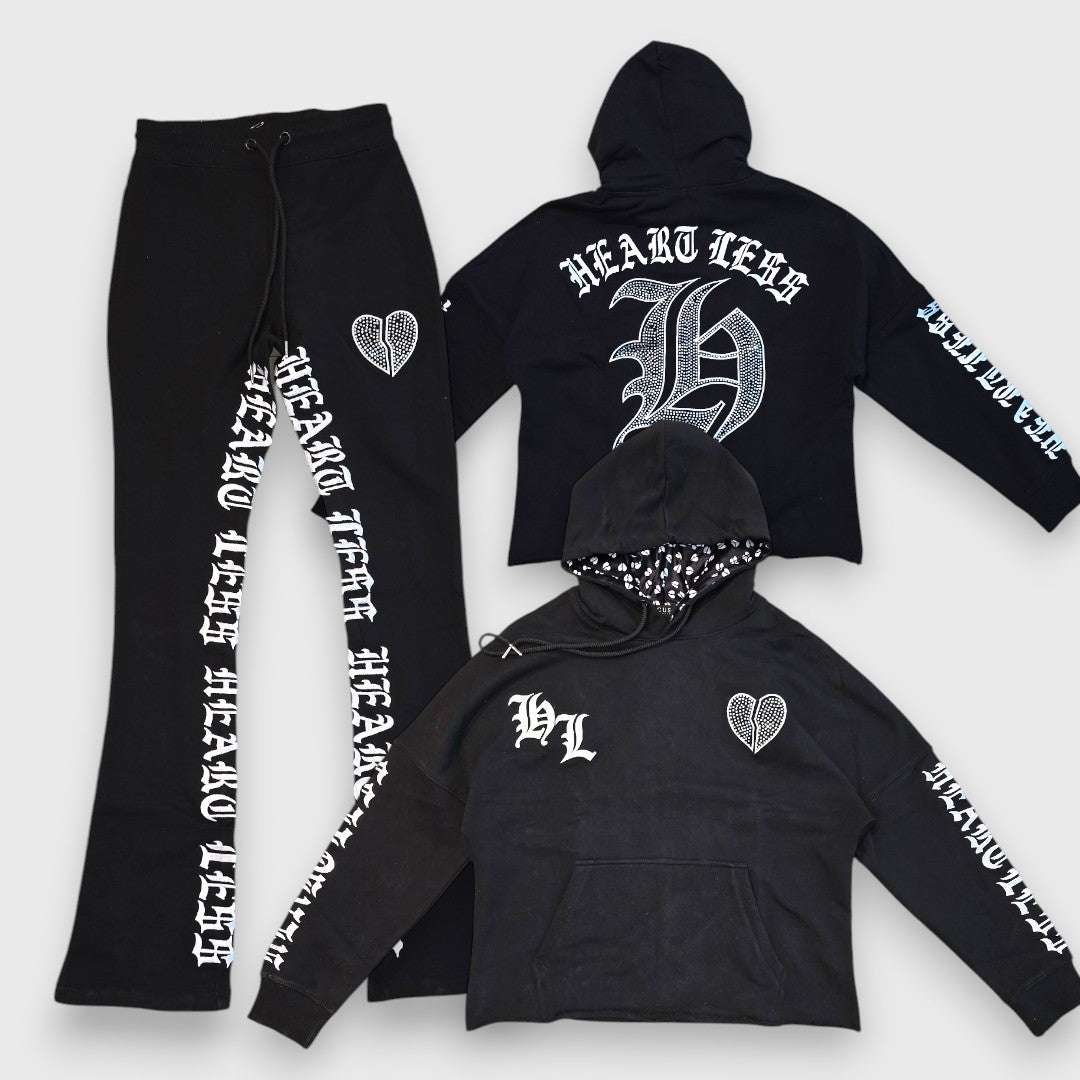 Heartless Stone Crop-Stack Hoodie Set-Black – No Limit Clothing Store